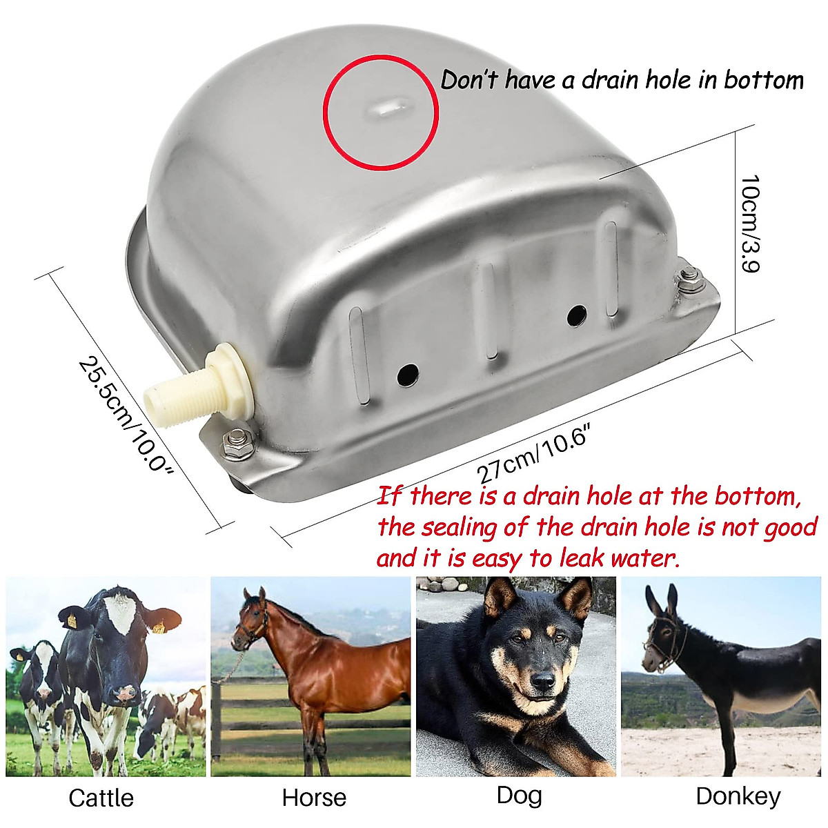 LIUCOGXI Automatic Livestock Waterer Dog Water Bowl Cattle Water Bowl Dog Feeder and Waterer Automatic Cow Drinking Water Bowl Dispenser Stainless Steel Water Trough for Cattle Dog Horse Donkey