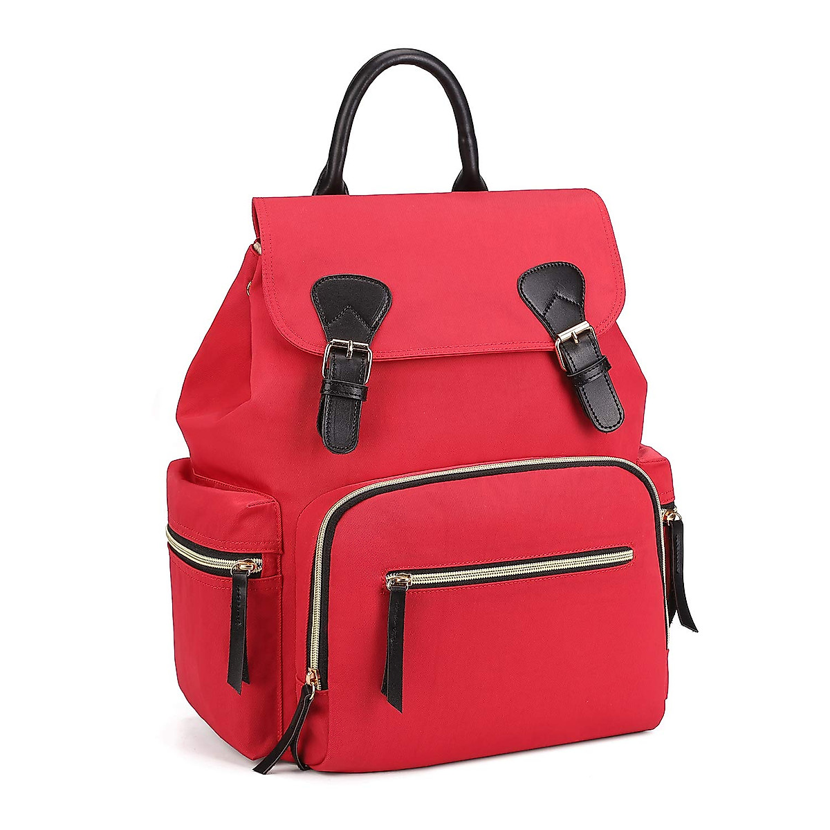 QIMIAOBABY Diaper Backpack, Waterproof Nylon Baby Nappy Storage Bag (Red)