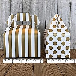 Outside the Box Papers Chevron, Stripe and Polka Dot Paper Gable Favor Boxes 36 Pack Gold, White