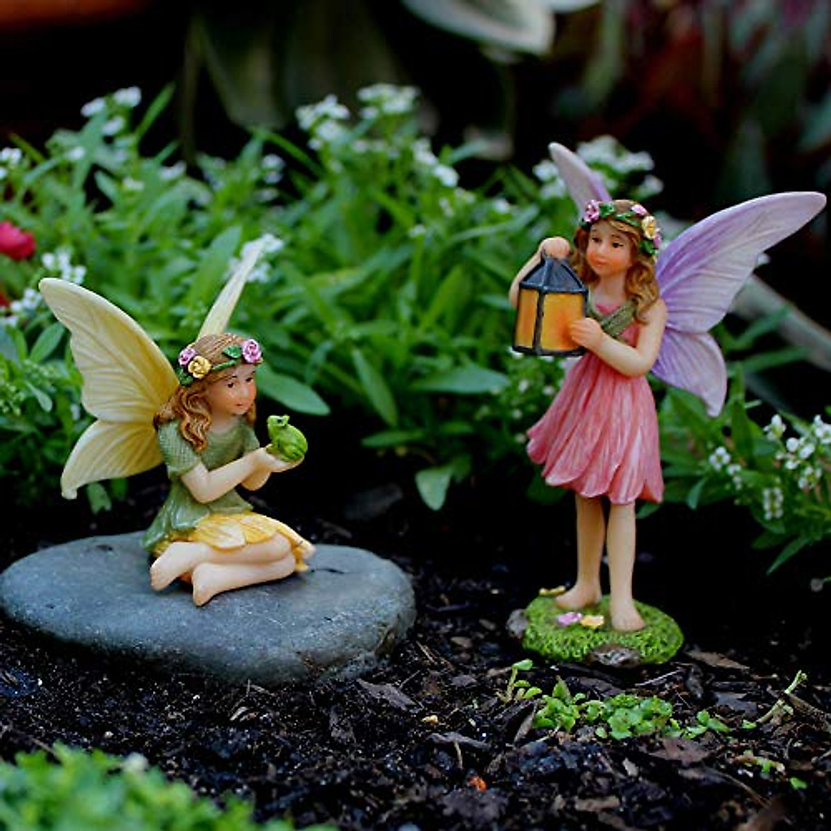 PRETMANNS Fairies for Fairy Garden – Fairy Garden Accessories – Fairy Garden Fairies – Cute Fairy Garden Figurines and a Fairy Sign - Miniature Fairy Garden Accessories - 3 Piece Fairy Set