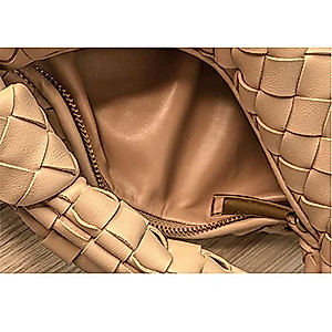 BOYIDAI Woven Bag Women Leather Tote Bag Lady Crossbody Hobo PU Handbag (Color : Khaki)