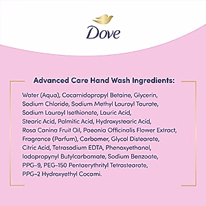 Dove Advanced Care Hand Wash Peony & Rose Oil 4 Count for Soft, Smooth Skin, More Moisturizers Than The Leading Ordinary Hand Soap, 12 oz