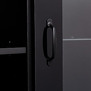 Goujxcy Tall Display Cabinet with Led Lights, Modern LED Display Cabinet LED Bookcase with Glass Shelf, Home Office Freestanding Curio Cabinet Display Rack Showcase Book Shelf for Home (C, Black)