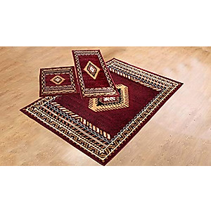 Furnish my Place Southwestern Contemporary Geometric Area Rug 3 Pieces Set (5x8) (2x6) (2x3) - Tucson Burgundy