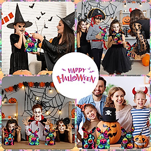50 Pcs Halloween Goodie Bags - Happy Halloween Treat Bags, Halloween Pumpkin Plastic Gift Bag Bulk, Cute Rabbit Ear Candy Goody Bags for Kids Halloween Party Decorations Favors Birthday Supplies