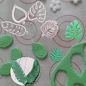 Clever Monster Tropical Leaf Cookie Cutter Set of 4, Hawaiian Palm Leaves Fondant Cutters Set for Gum Paste, Sugarcraft Candy, Luau Cake Decorating