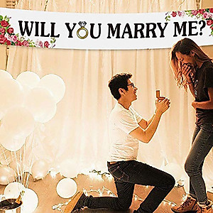 Will You Marry Me Large Banner, Proposal Banner, Engagement Lawn Sign Porch Sign, Engagement Party Decorations, Indoor Outdoor Backdrop 8.9 x 1.6 Feet