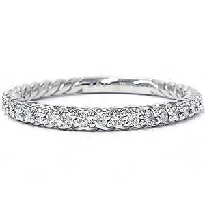 P3 POMPEII3 1/4ct Diamond Braided Wedding Ring 14K White Gold - Size 6.5