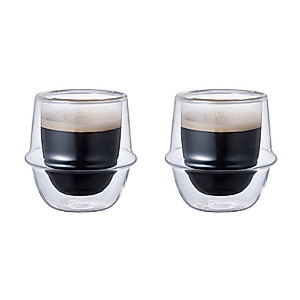 Kinto Set of 2 Double-Walled KRONOS 80 ml Espresso Cups - Maintain Temperature - Prevent Condensation