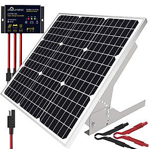 SOLPERK 50W/12V Solar Panel Kit, Solar Battery Trickle Charger Maintainer + Waterproof Controller + Adjustable Mount Bracket for Automotive Motorcycle Boat Marine RV Camping Roof
