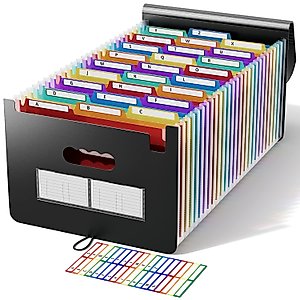 ABC life 26 Pockets Accordion File Organizer/Expanding File Folder A4 Letter Size Expandable Filling Box/Plastic Accordian Document Paper Coupon Bill Receipt Organiser, A-Z Alphabetical Colored Tabs