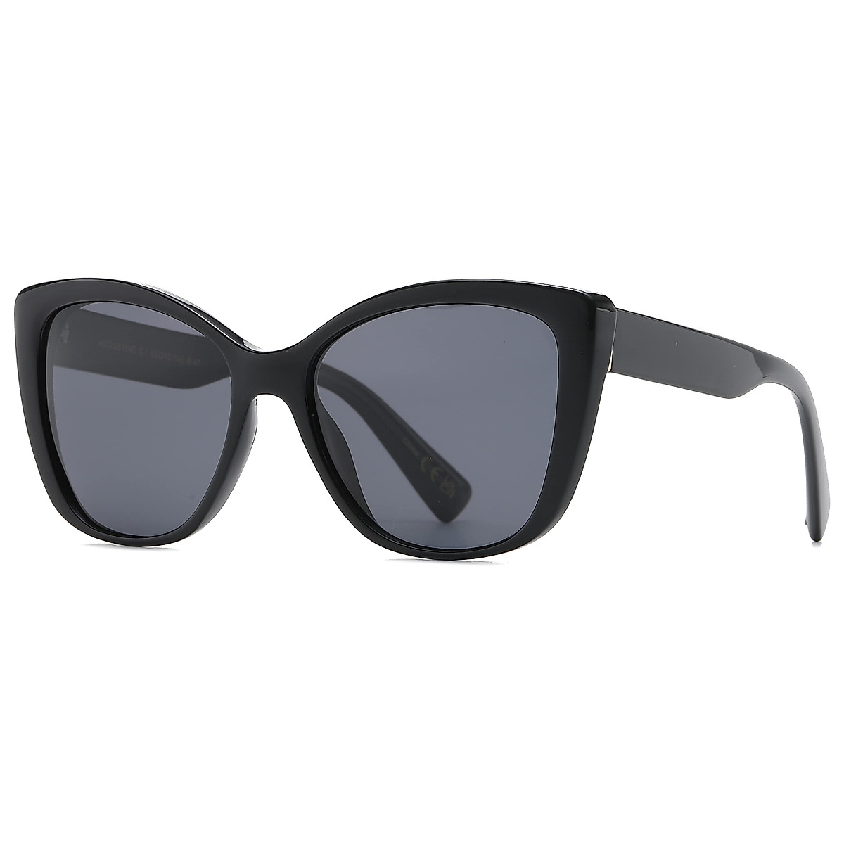 Be One Women Cat Eye Fashion Sunglasses - Polarized UV400 Classic Retro C1 Black Frame + Black Lens