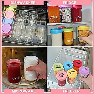 OYSIR 8 OZ Glass Baby Food Storage Containers, 6 Pcs Baby Jars with Lids, Reusable Small Glass Baby Food Containers for Infant & Baby, Freezer, Microwave/Dishwasher Safe