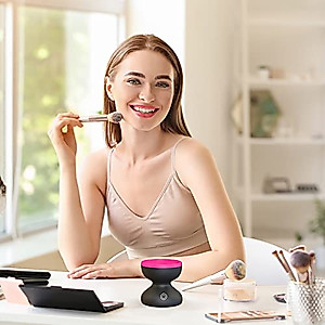 Electric Makeup Brush Cleaner Machine - Alyfini Portable Automatic USB Cosmetic Brush Cleaner Tools for All Size Beauty Makeup Brushes Set (Black)