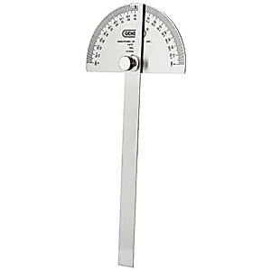 General Tools 18 Round Head Stainless Steel Angle Protractor, 0 to 180 Degrees, 6-Inch Arm