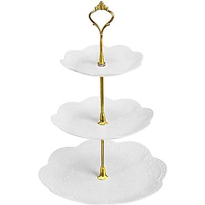 3 Tier Cupcake Stand, Plastic Tiered Serving Stand, Dessert Tray for Tea Party, Baby Shower and Wedding (Round)