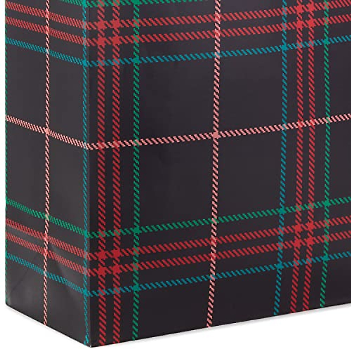 Hallmark 15" Extra Large Christmas Gift Bag Set (2 Bags: Classic Santa, Black, Red and Green Plaid) for Friends, Family, Teachers, Coworkers