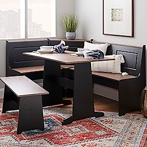 Linon Black and Pecan Breakfast Dining Set Ardmore Nook