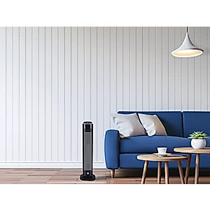 WarmWave Deluxe Digital 30" Ceramic Oscillating Tower Space Heater with Remote Control, Black