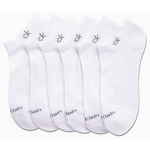 Calvin Klein Women's Athletic Socks - Cushion No Show Socks (6 Pack), Size 4-10, White