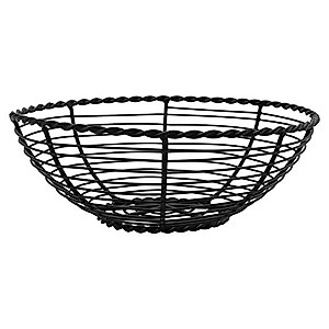 G.E.T. Enterprises WB-701 8" Round Black Wire Basket, 3" Deep, Iron Powder Coated