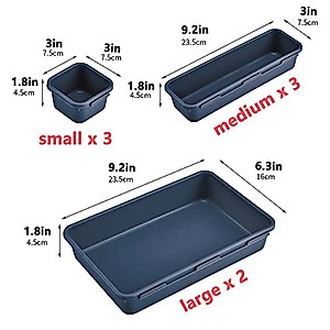 AUSTARK InterlockIng Desk Drawer Organizer, 3 Sizes Plastic Drawer Divider, Toolbox Storage Organizer Trays for Office Home School (8 Pack)