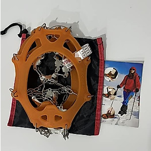 WIN.MAX Crampons for Shoes, Traction Cleats Ice Snow Grips with 19 Stainless Steel Spikes, Shoe Talons Anti - Slip Boots Spikes for Walking, Jogging, Climbing and Hiking (Orange, M)