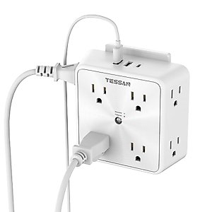 Surge Protector 8 Outlet Extender, TESSAN Multi Outlet Splitter with 3 USB Wall Charger (1 USB C Port), 3-Sided Multiple Plug Power Strip 1700J, USB Charging Station for Home Office Dorm Room