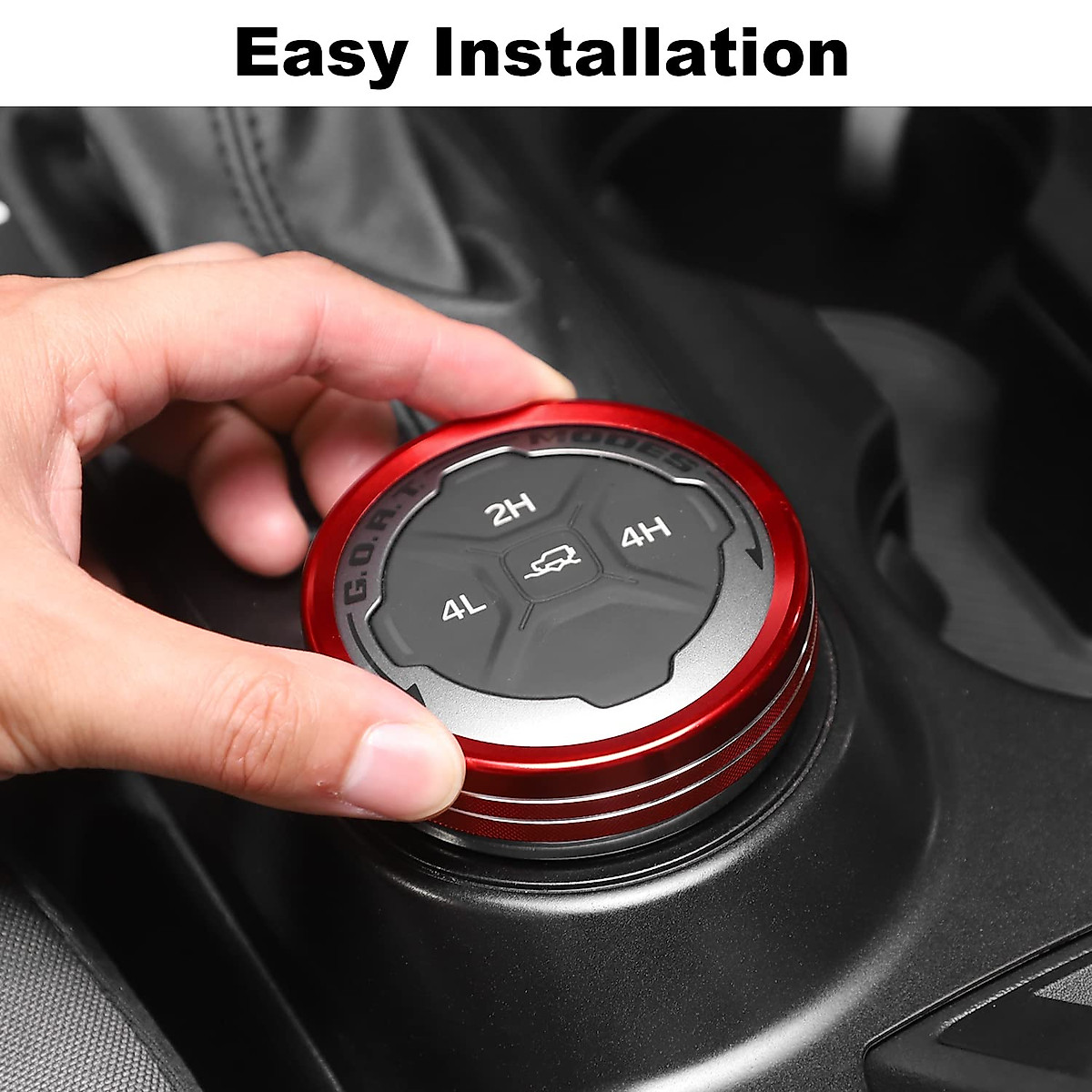 JWWY Air Conditioner Headlight Switch Knob 4WD Wheel Drive Trailer Gear Switch Knob Cover for 2021-2024+ Ford Bronco Accessories Aluminum Alloy 6PCS Red（Don't fit Bronco Sport）