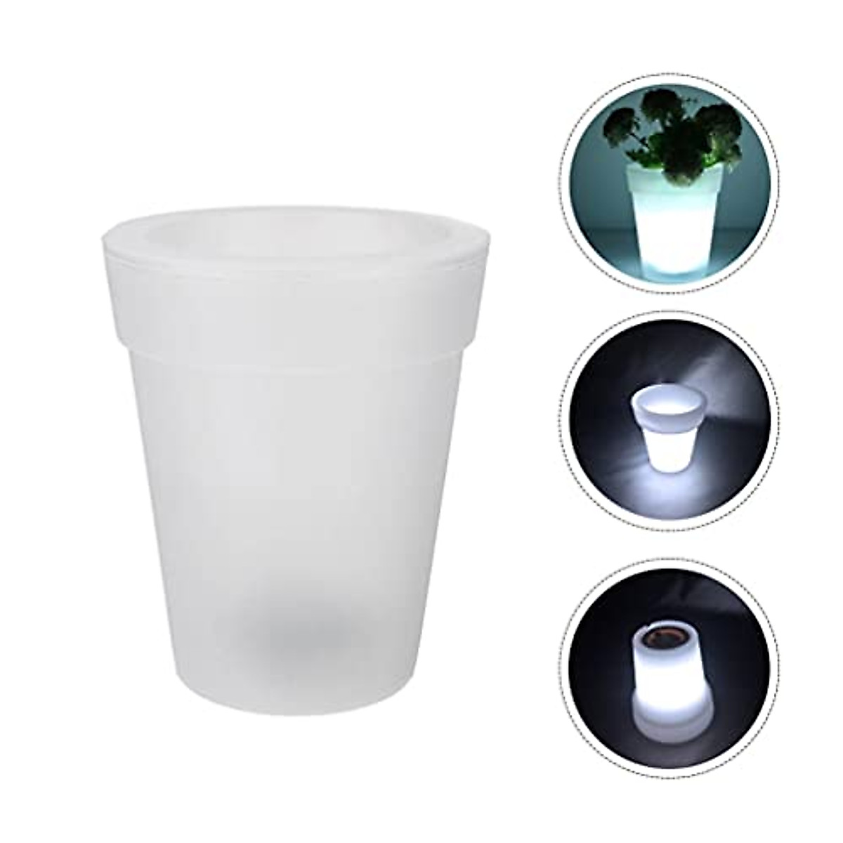 Happyyami Solar Powered Flowerpot Glow in The Dark Planters Led Planters Pots Outdoor Lighted Tiny Flower Pots for Garden Decor