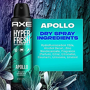 AXE Apollo Deodorant Spray 48 Hour Odor Protection Fresh Sage and Cedarwood Deodorant without Aluminum and without Residue, 4 Ounce (Pack of 4)