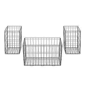 Lavish Home Set of 3 Living Room Tables - Metal Basket Storage with Removable Lids - 2 Small Side and 1 Large Accent Table (Brown/Black)