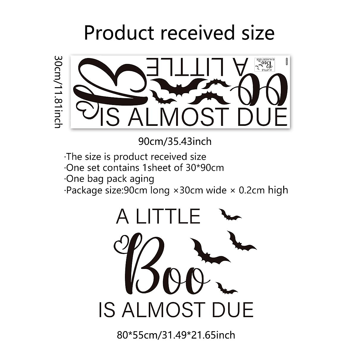 Tenelat A Little Boo is Almost Due Baby Shower Decal for Balloon Arch - Halloween Boo Backdrop Sticker,Bat First Birthday Photography Background, Kids 1st Birthday Party Decor (A Little Boo Decal)