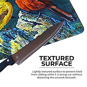 Rivers Edge Products Large 12in x 16in Decorative Tempered Glass Cutting Board, Hypoallergenic, Non Slip, Textured Surface Chopping Board for Kitchen, Cute Birds for Bird Watcher, Cardinal