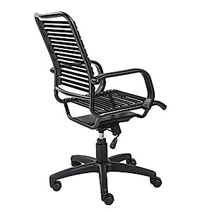 HomeRoots 23.04" X 25.6" X 41.74" Black Flat Bungie Cords High Back Office Chair with Graphite Black Frame and Base