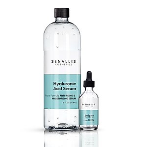 Hyaluronic Acid Serum 16 fl oz And 2 fl oz, Made From Pure Anti Aging/Wrinkle, Ultra Hydrating Moisturizer That Reduces Dry Skin Manufactured In USA