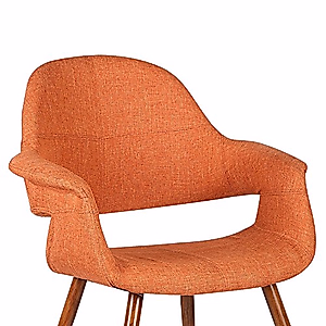 Armen Living Phoebe Dining Chair in Orange Fabric and Walnut Wood Finish