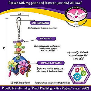 Super Bird Creations SB1085 Flower Power Bird Toy, Small/Medium Bird Size, 7" x 2.5" x 2"