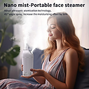 HandFan Small Humidifier, 500ml Portable Mini Humidifier Rechargeable, Battery Operated Personal Humidifier, for Bedroom, Office, Travel, Car, Plants(Grey)