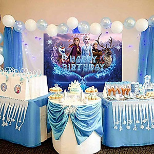 Frozen Backdrop 1st Birthday Backdrop Baby Shower for Girl Elsa Princess Party Supplies Banner Background Photography Ice Castle
