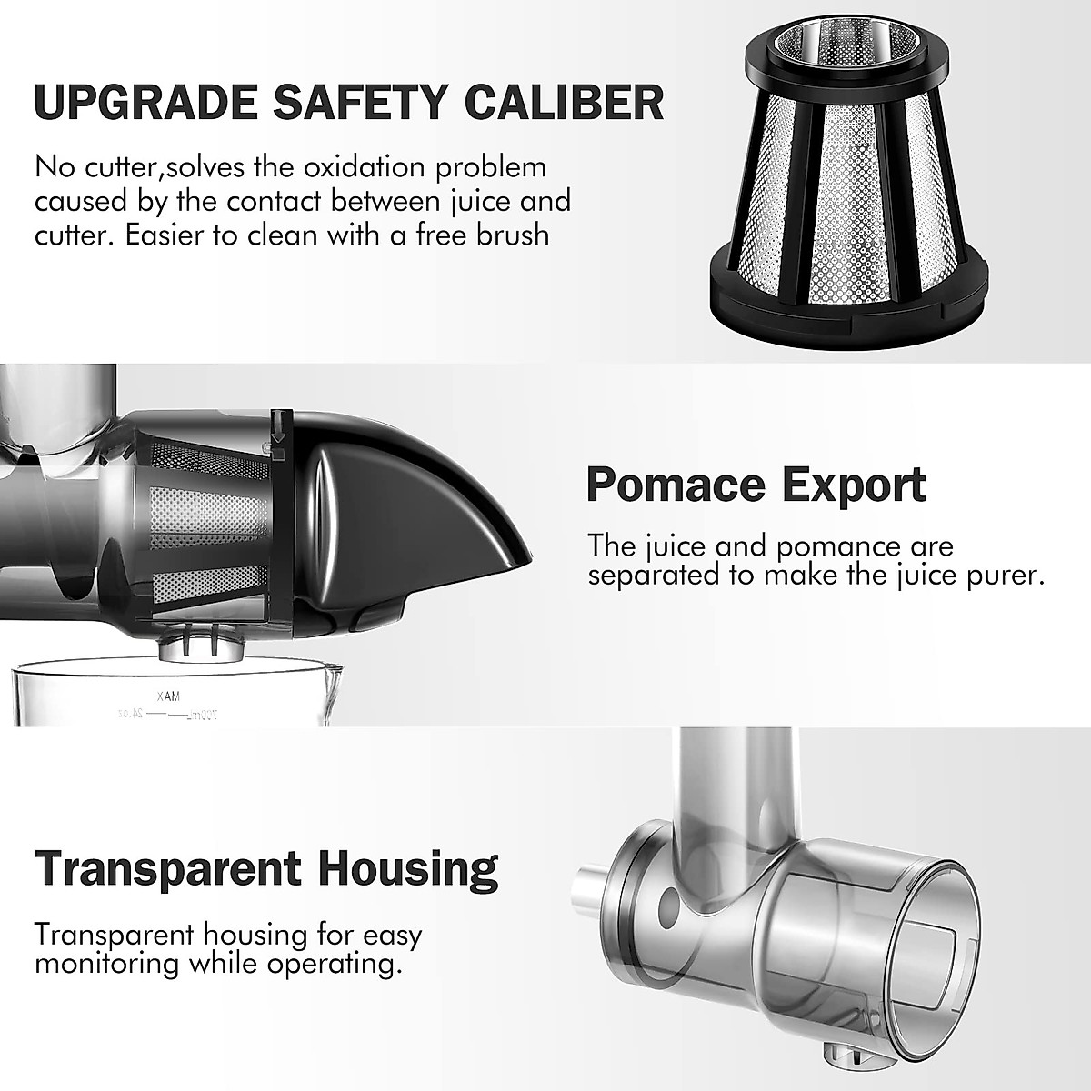 AMZCHEF Slow Masticating Juicer Bundle with Meat Grinder Attachment,Cold Press Juicer With Silent Motor and Reverse Function,with Sausage Stuffer Tubes and Grinding Plates