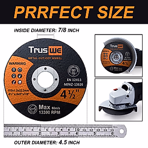 Truswe Cut Off Wheels 52 Pack,4 1/2 Inch,0.45 USD/Pack,Metal and Stainless Steel Cutting Wheel for Angle Grinder,Ultra Thin Cut-Off Wheel Cutting Disc (52 PCS 4-1/2 x .045 x 7/8 inch Cut Off Wheels)