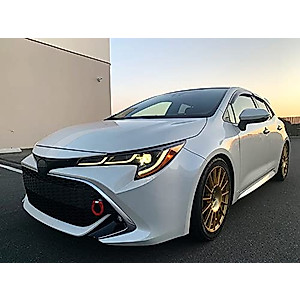 iJDMTOY Sports Red Track Racing Style Tow Hook Ring Compatible with Toyota 2018-up C-HR, 2019-up Corolla Hatchback, Made of Lightweight Aluminum