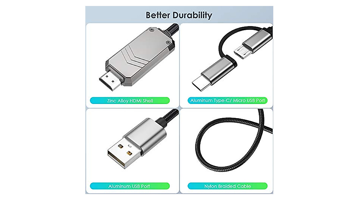 Renkchip 2-in-1 USB-C/Micro USB to HDMI Cable — 1080P HD Mirroring ...