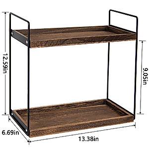 FUFUBAY 2 Tier Bathroom Countertop Organizer,Countertop Organizer,Bathroom Shelves, Counter Standing Rack,Countertop Storage Shelf,Bathroom Sink Shelf,Organizer for Cosmetics(Dark Brown)