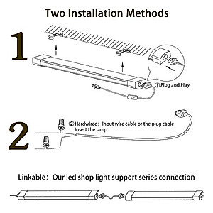 Led Shop Lights for Garage 4 Foot with Plug Led Ceiling Light 36W 4Ft 2 Pack 5000K Super Bright Wall Lights IP66 Waterproof Led Light for Garage, Workbench, Hallway, Closet
