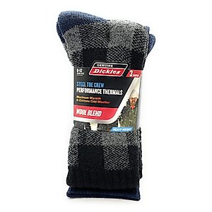 Dickies Genuine Men’s 3-Pairs Steel Toe Crew Performance Thermals Socks, Wool Blend , Multicolor (Gray, Navy & Black) Pack of 1
