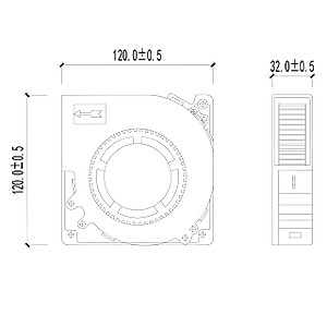 UTUO Brushless Radial Blower Dual Ball Bearing High Speed 12V DC Centrifugal Fan with XH-2.5 Plug 120mm by 120mm by 32mm 4.72x4.72x1.26 inch