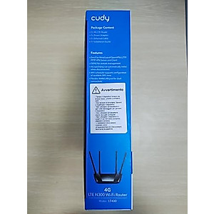 Cudy N300 WiFi Unlocked 4G LTE Modem Router with SIM Card Slot, 300Mbps WiFi, LTE Cat4, EC25-AFX Qualcomm Chipset, 5dBi High Gain Antennas, FDD, DDNS, VPN, Cloudflare, Plug and Play, LT400