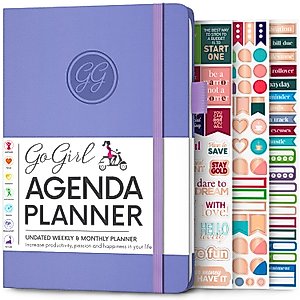 GoGirl Planner Agenda – Colorful Undated Monthly & Weekly Organizer for Women, Journal for Time Management & Productivity (Lavender)